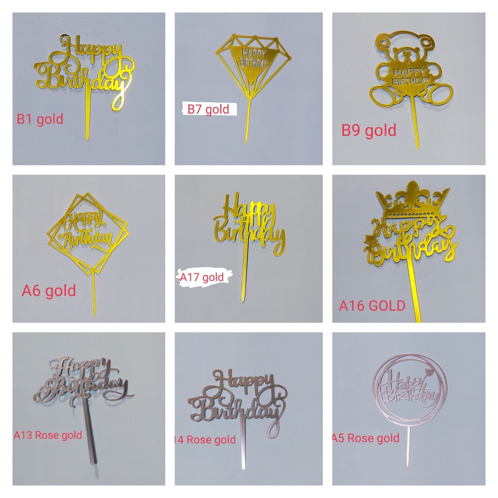 Happy Birthday Gold Cake Topper Shopee Singapore