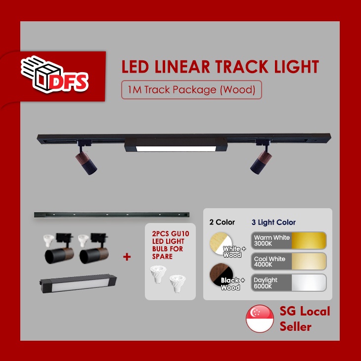 DFS LED LIGHT LED Linear Track Light 1pc with Wooden Track Light 2 pcs ...
