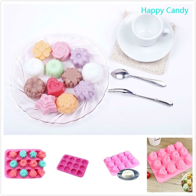 12 Cavity Flowers Silicone Non Stick Cake Bread Mold Chocolate Jelly Candy Baking Mould | Shopee ...
