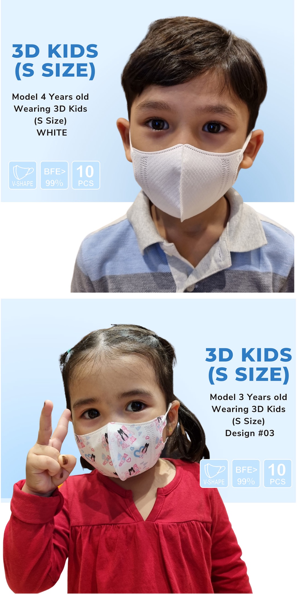 mixshop 3D V-Shaped Face Mask, 3 Sizes, BFE>99% | Shopee Singapore