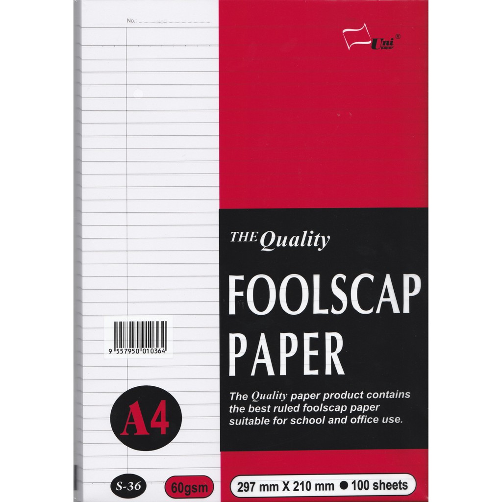 A4 FOOLSCAP PAPER 60GSM 100 SHEETS UNI S 36 Shopee Singapore