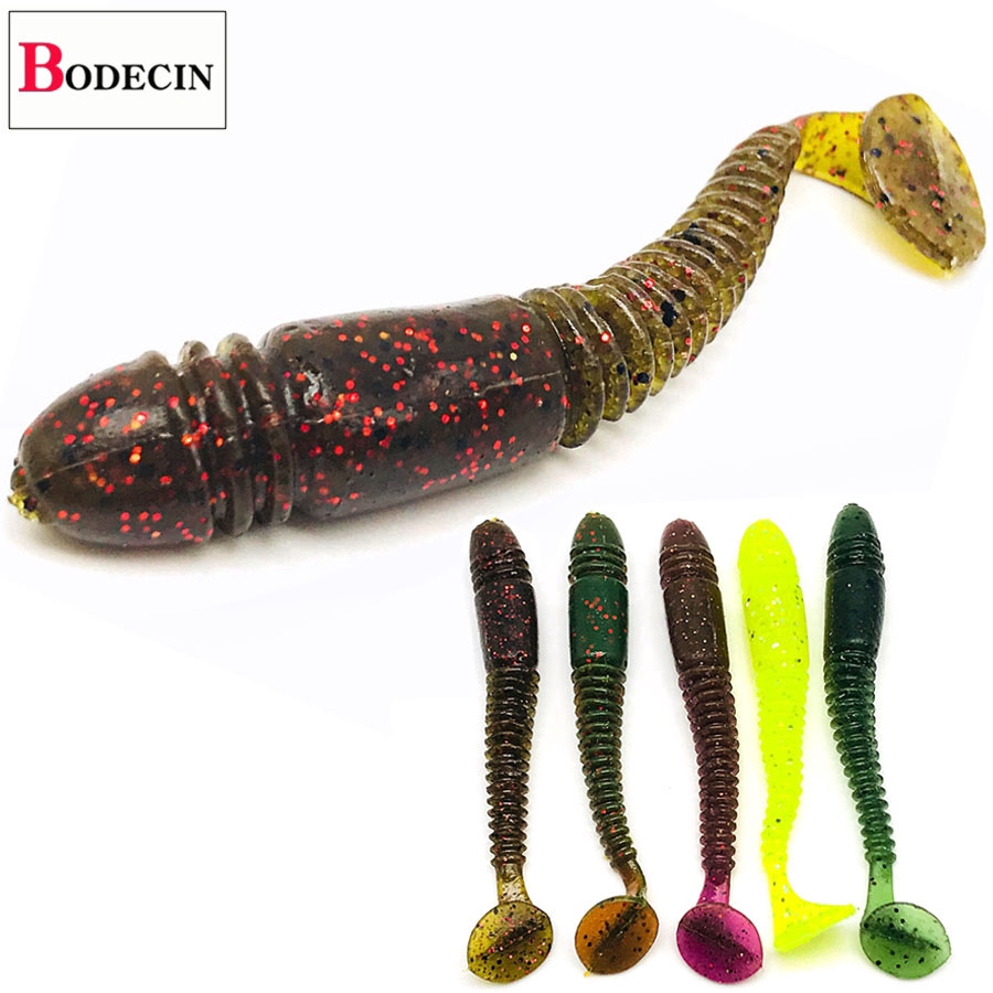 5pcs Soft Silicone Lure Rubber Worm Grubs T Tail Artificial Fake Bait ...