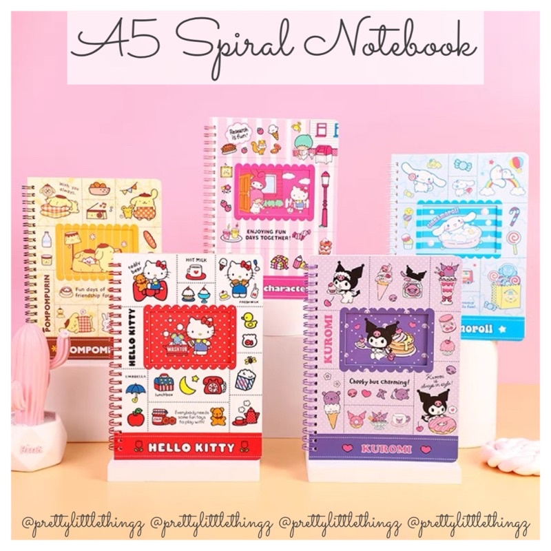 * SG READY STOCK * Sanrio A5 Spiral Notebook (Hello Kitty, Kuromi ...