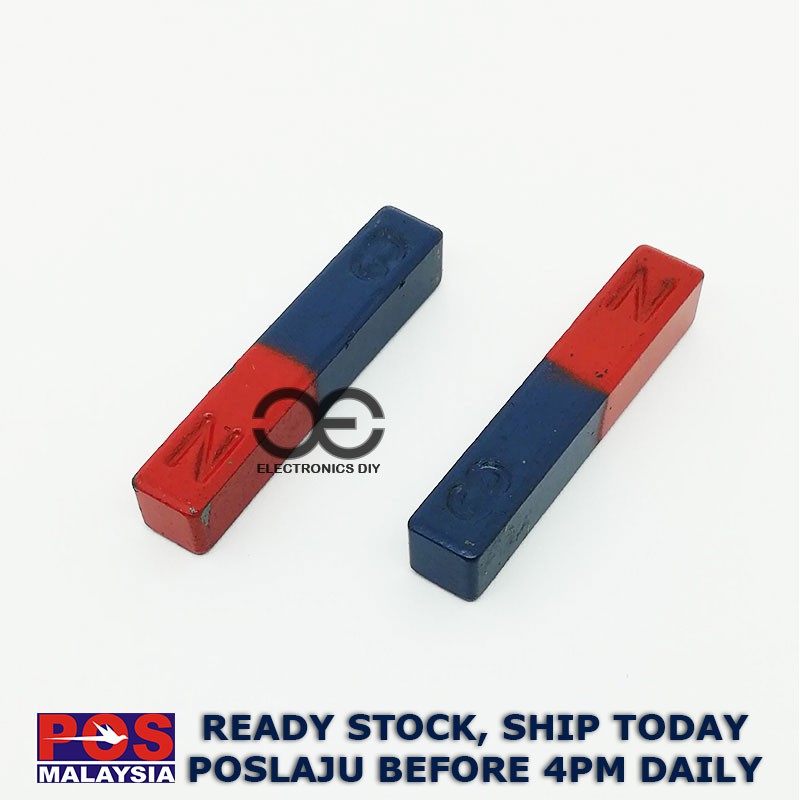 50MM X 9MM X 9MM Long Ferrite Bar Magnet with North & South Identified ...
