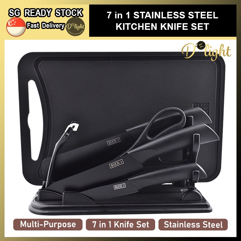 7 in 1 Stainless Steel Kitchen Knife Set German Technology High Carbon ...