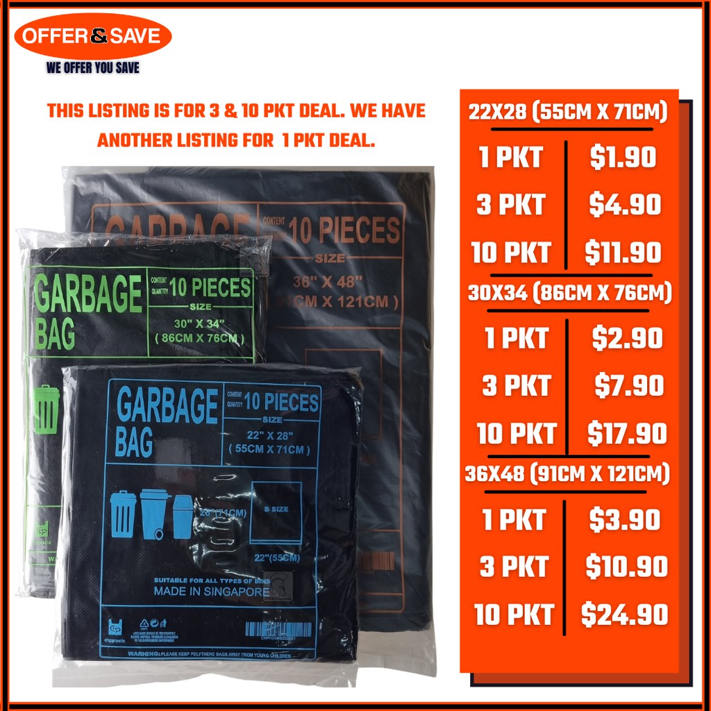 [Bundle Deal] Black Trash Bag / Garbage Bag [Few Size] | Shopee Singapore