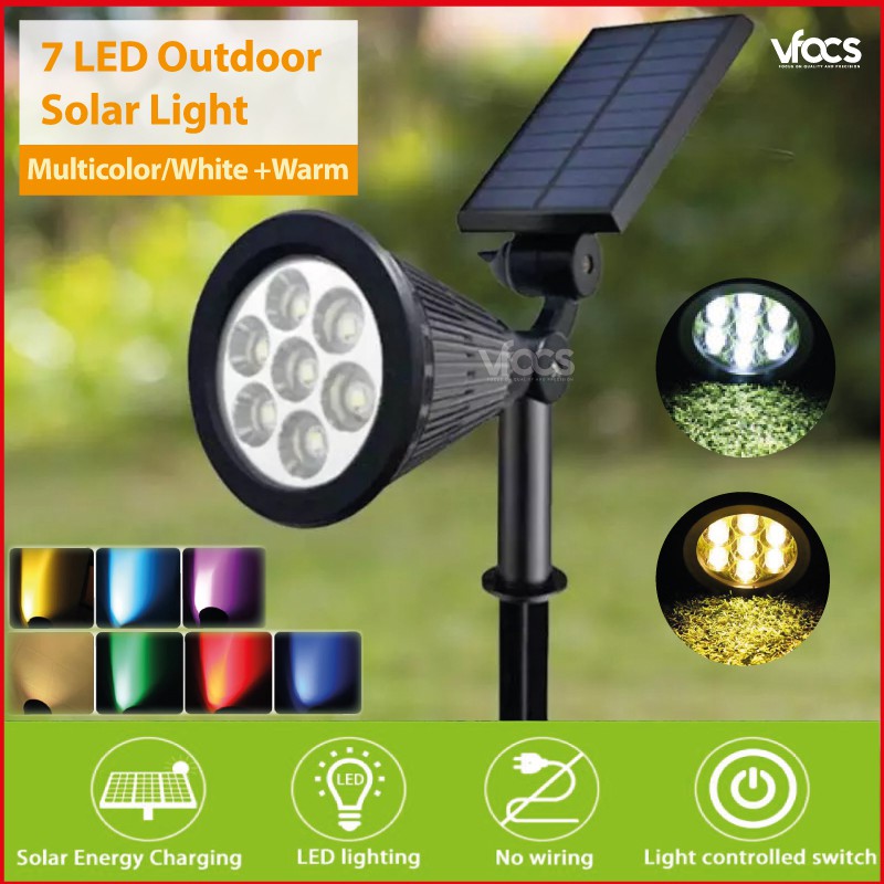 7 LED Solar Lights Outdoor Garden Spot Lights Sensor Multi Colors Lamp ...