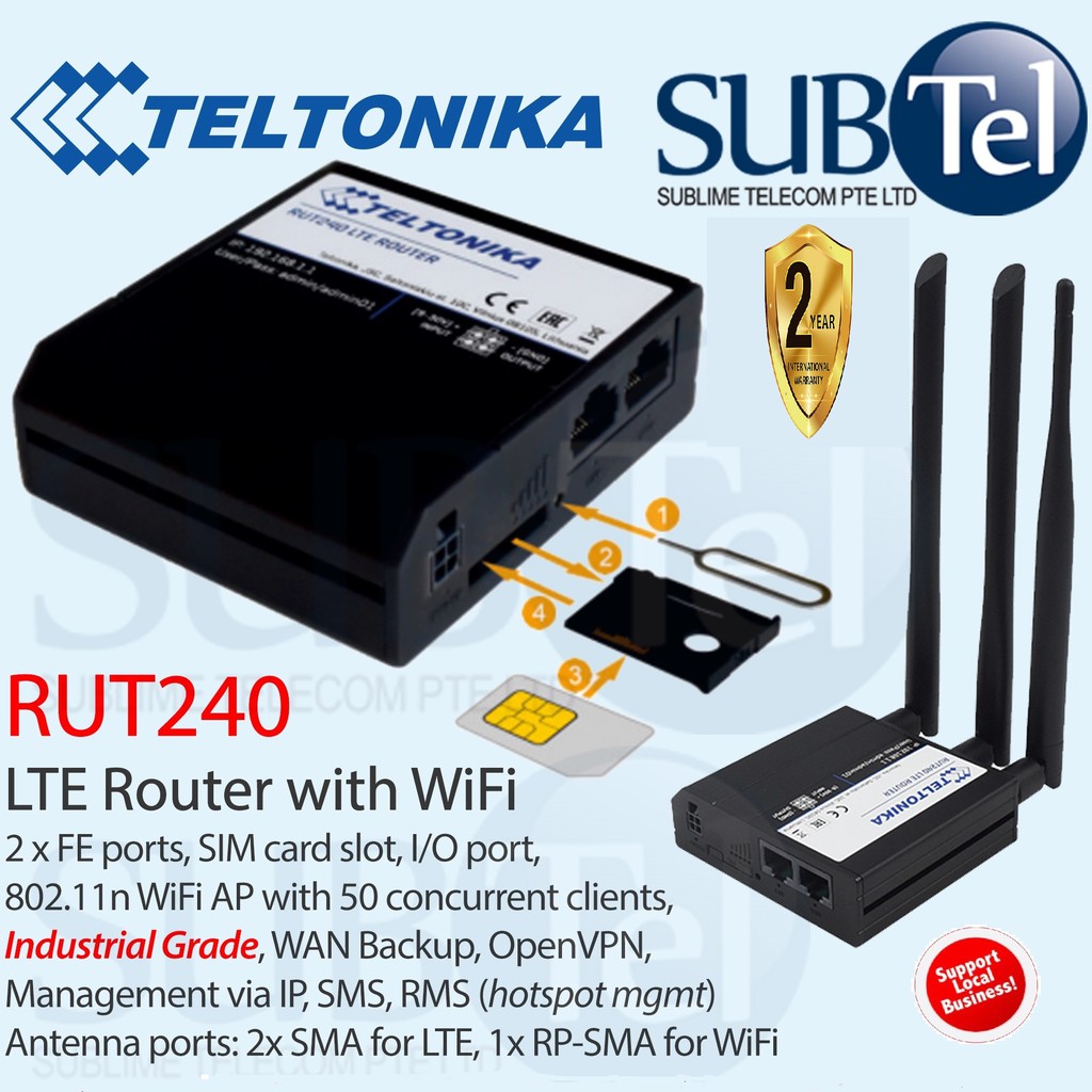 Teltonika RUT240 LTE 4G 3G 2G Router Modem with WiFi AP Professional ...