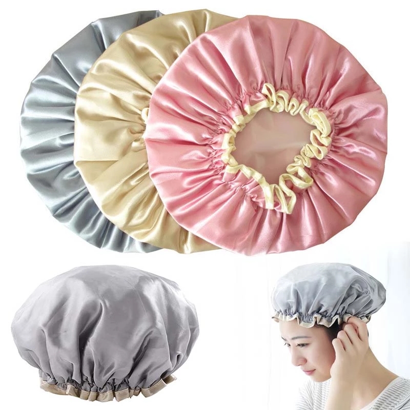 Double Layer Shower Cap,Reusable Bath Cap,Double Hair Waterproof Bath ...