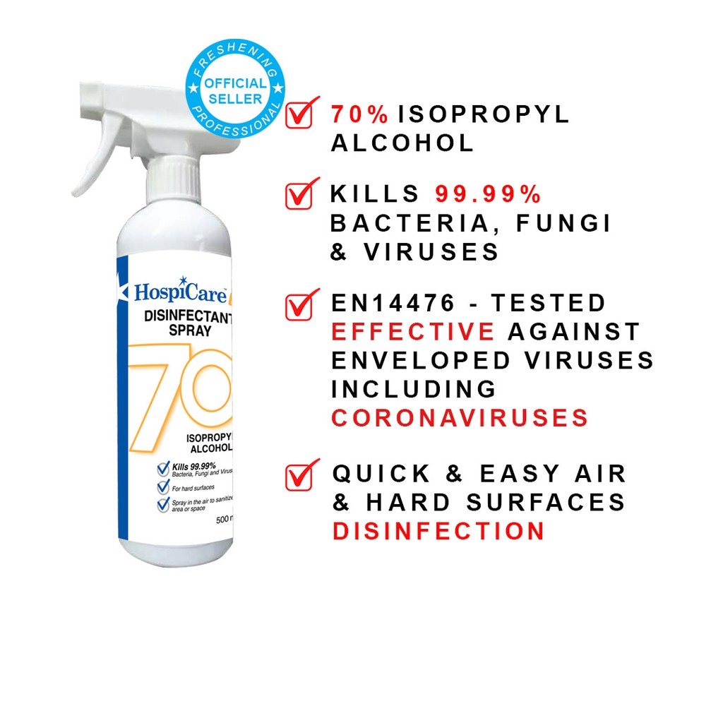 HospiCare 70% IPA Disinfectant Spray 500ml x 2 Bottles | Shopee Singapore