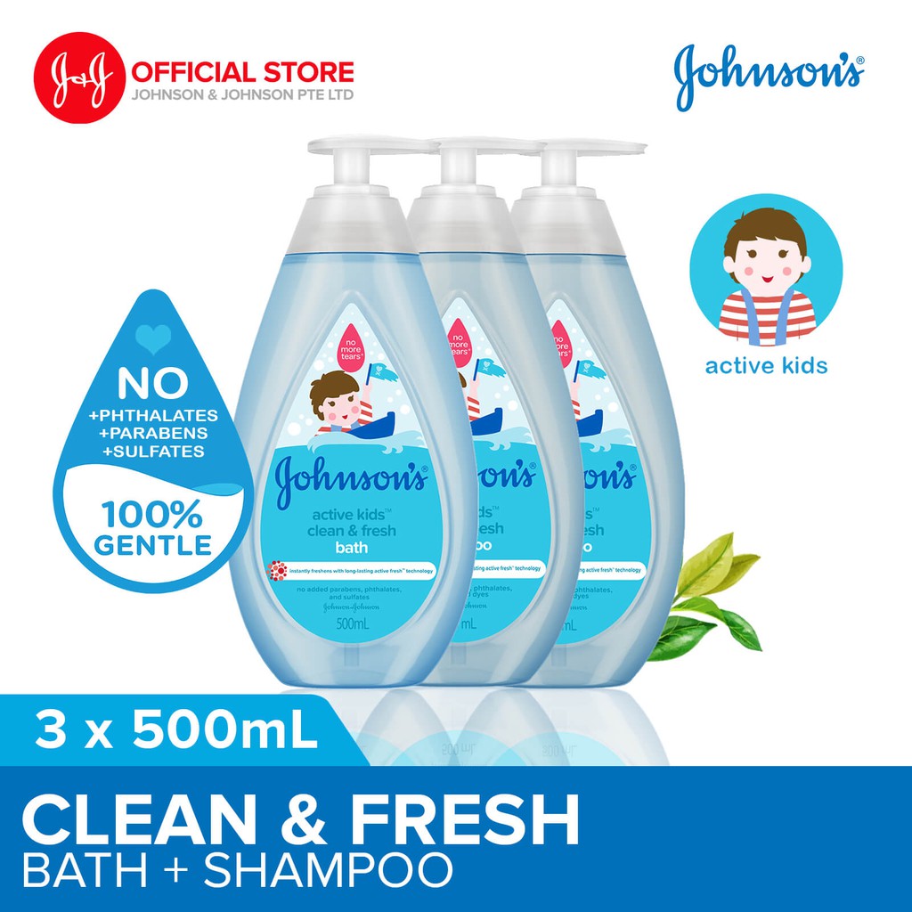 [Bundle of 3] Johnson's Active Kids Clean & Fresh Shampoo 500ml x 2 ...