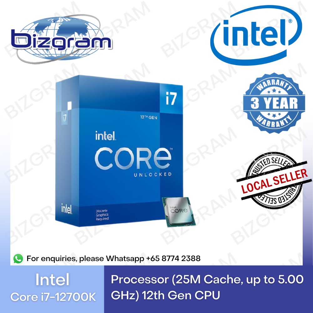 Intel Core i7-12700K Processor (25M Cache, up to 5.00 GHz) 12th Gen CPU | Shopee Singapore