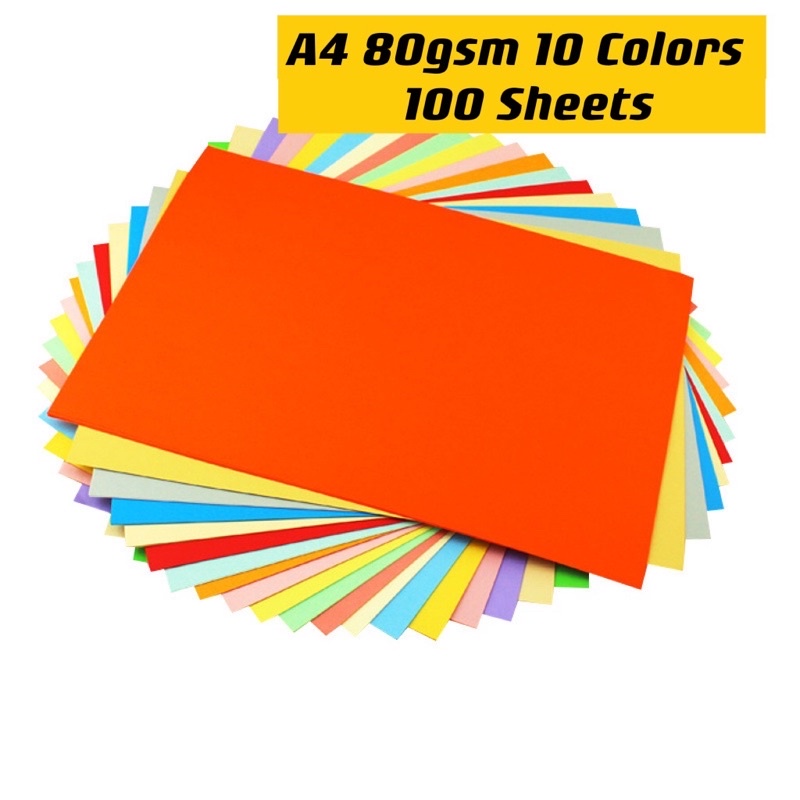 A4 color paper 80g 10 Colors 100sheets color card | Shopee Singapore