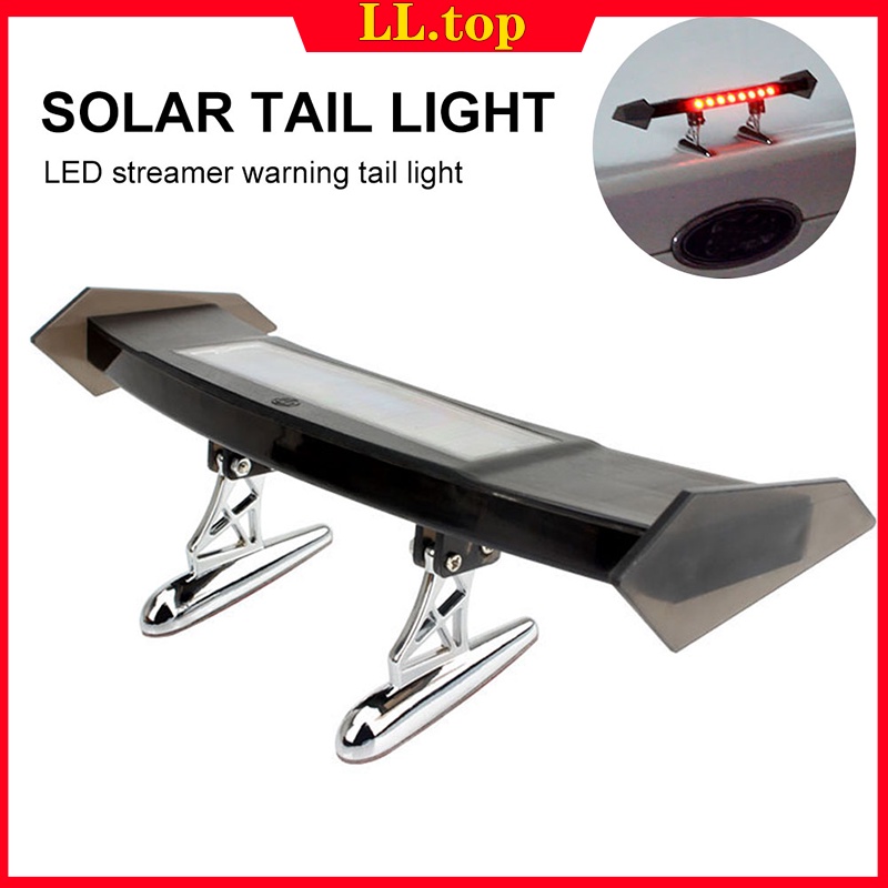 Mini Car Rear Spoiler LED Warning Light Turn Signal Solar Brake 12V ...