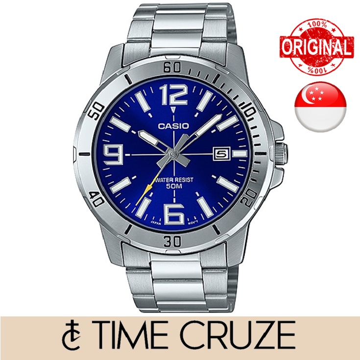 [Time Cruze] Casio MTP-VD01 MTP-VD01 Analog Quartz Stainless Steel Blue Dial Men Watch MTP-VD01D ...