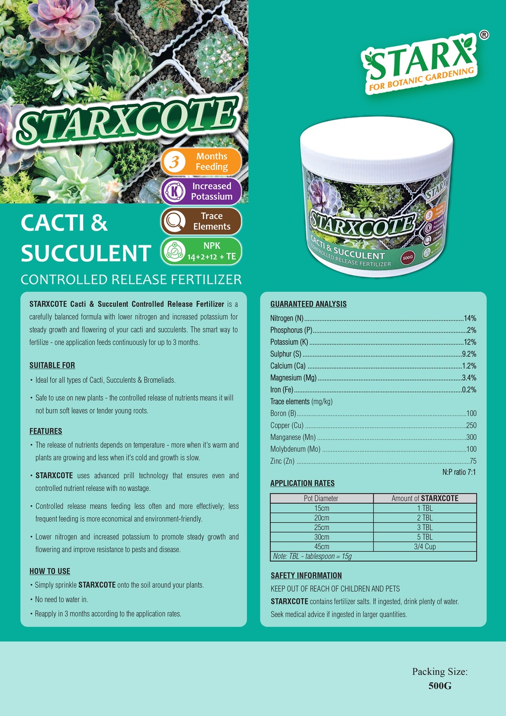 Starxcote Cacti & Succulent Slow Release Fertiliser / Fertilizer (NPK ...