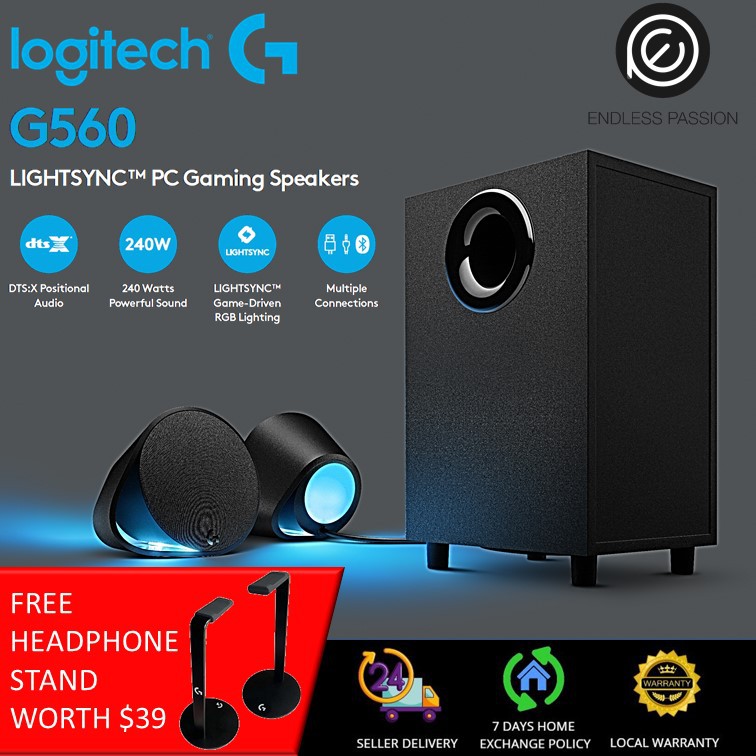 Logitech G560 LIGHTSYNC PC Gaming Speakers with Game Driven RGB ...