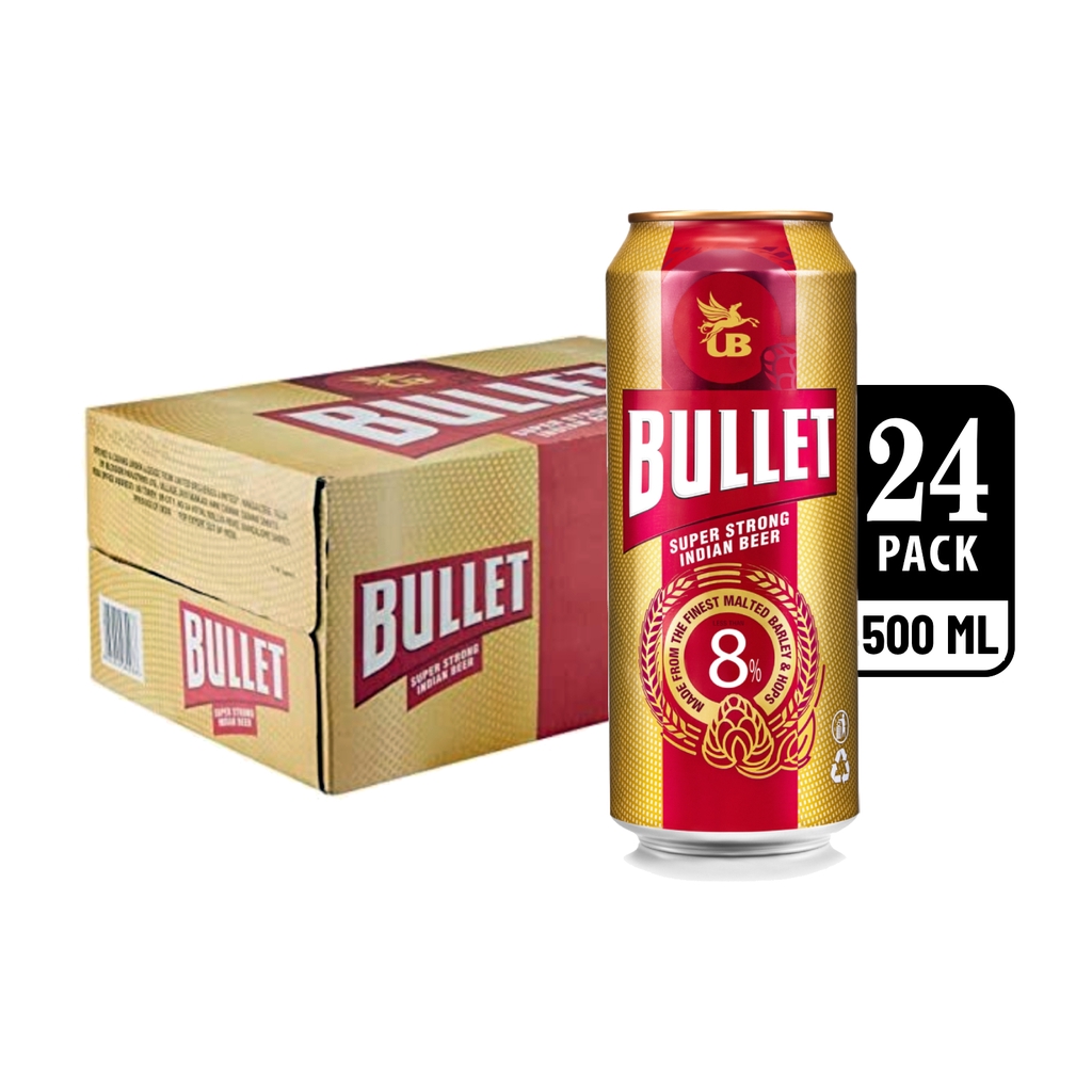 Bullet Super Strong Indian Lager Beer Can, 500ml [Bundle of 24 ...