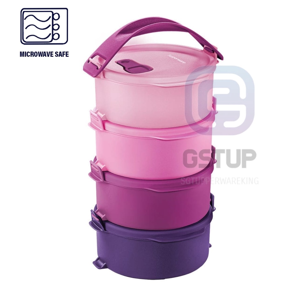 Tupperware Tup Tiffin Set (Microwaveable comes with 4 tiers) | Shopee ...