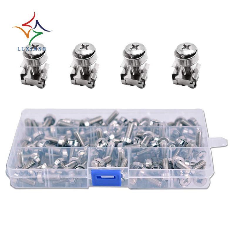 50 Sets M6 Square Hole Hardware Cage Nuts&Mounting Screws Washers for ...