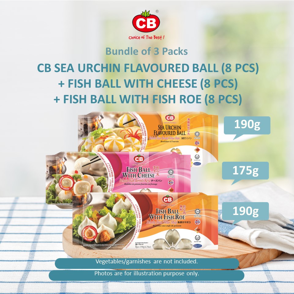 [Bundle of 3 Packs] CB Sea Urchin Flavoured Ball + CB Fish Ball with ...