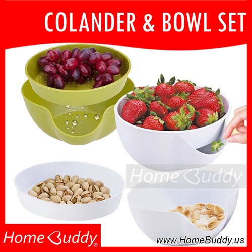 SG LOCAL Colander Bowl Set_ 2in1 Clever Fruit Bowl/ Snack Bowl Set ...