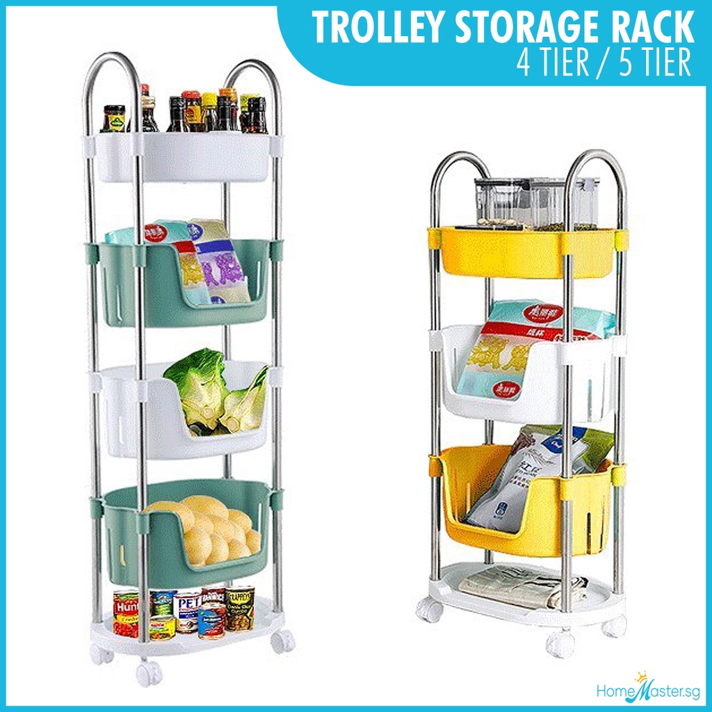 [SG Ready Stock] Multi-Tier Basket Trolley* Movable Rack*Kitchen ...
