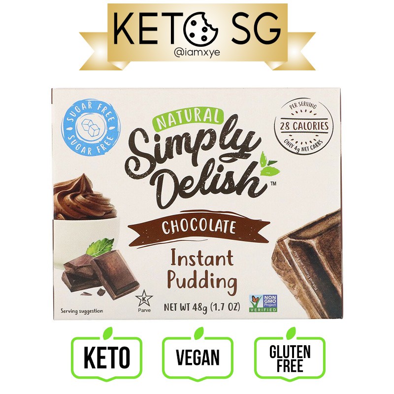 Simply Delish Natural Instant Pudding Jel Chocolate (48 g) Keto Pudding ...
