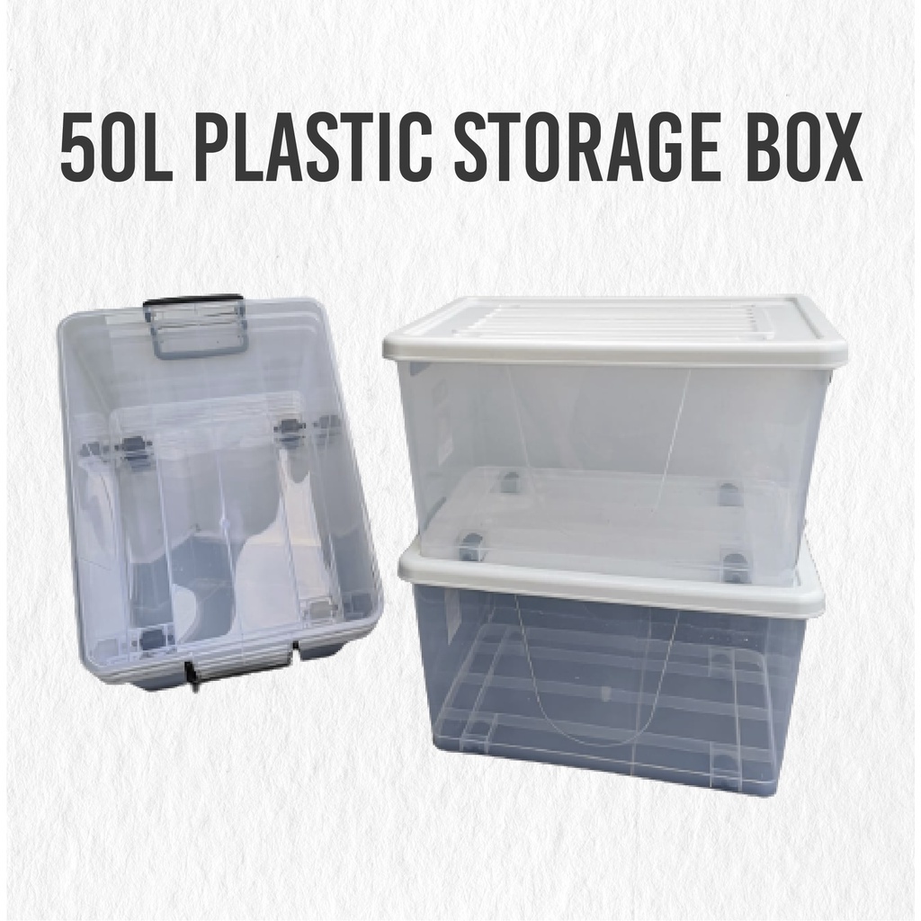 Transparent Multi Purpose Plastic Storage Box 50L Big Capacity ...