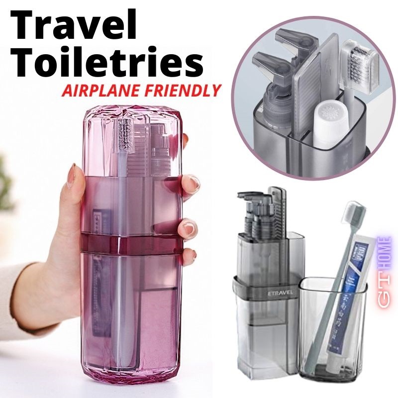 Travel Essential Toiletries Kits with 2 TSA Pump Bottles | Shopee Singapore