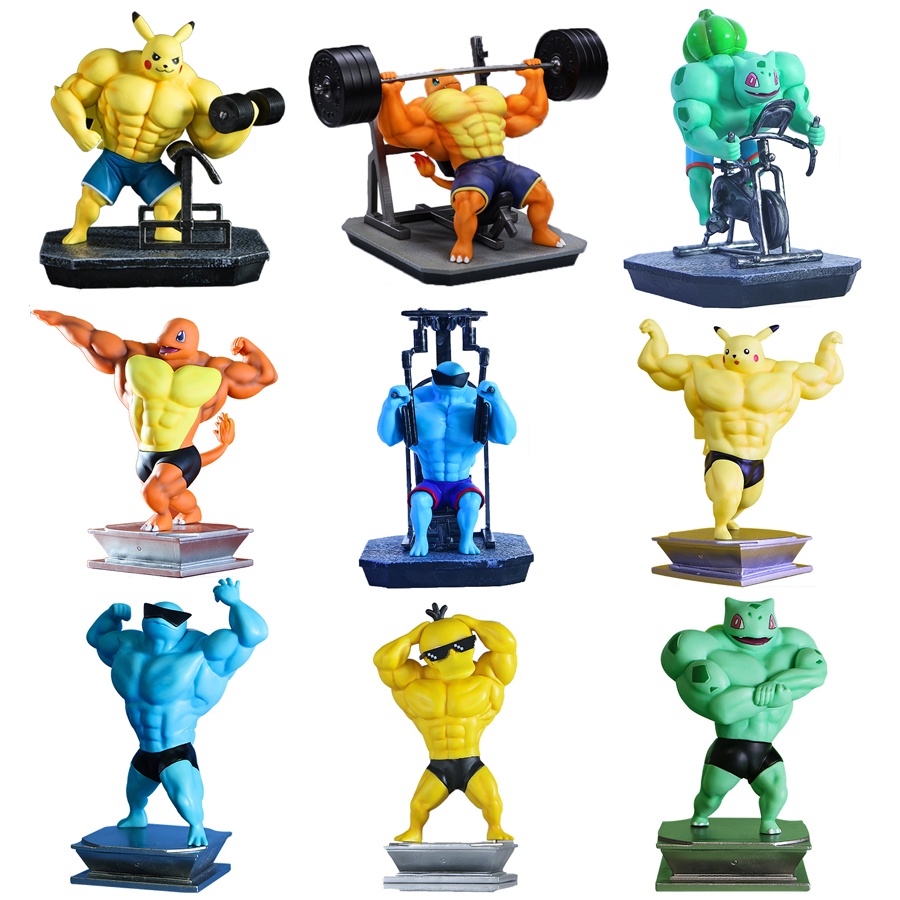 Kawaii Pokemon Muscle Fitness Charmander Pikachu Squirtle Bulbasaur PVC ...