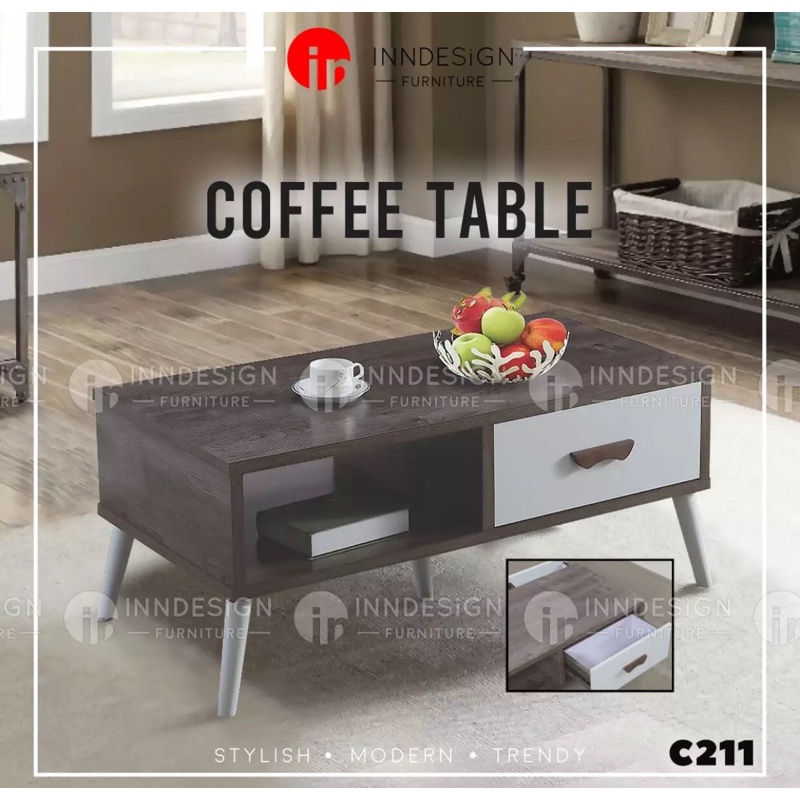 Edi Coffee Table With 2 Drawers (Free Installation) | Shopee Singapore