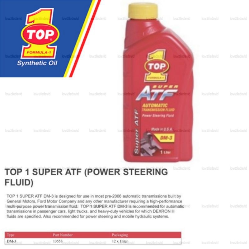 13554 Top 1 DM-3 Super ATF/ Power Steering Fluid (5 liter) | Shopee ...