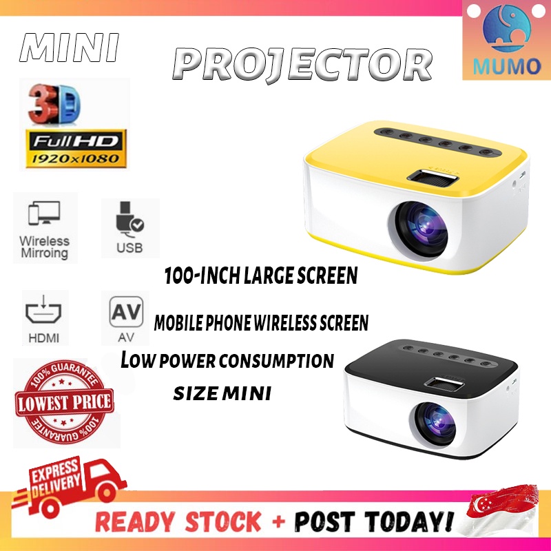 [SG READY STCOK]1080P HD T20 mini wireless mobile phone projector home ...