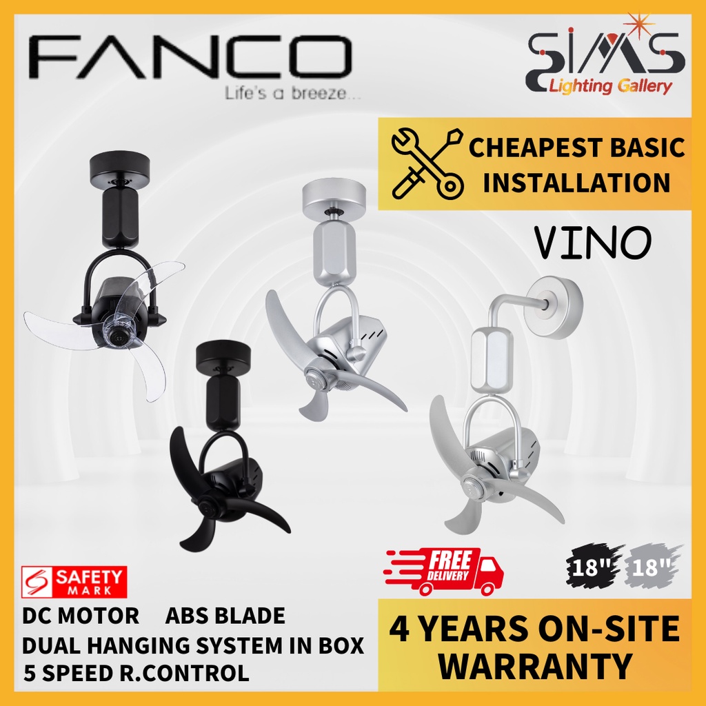 FANCO corner fan VINO 18" DC motor dual hanging system | Shopee Singapore