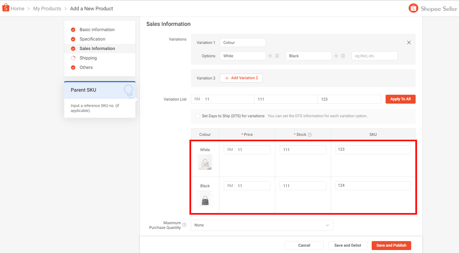 Adding Variations for Your Products | Shopee MY Seller Education Hub