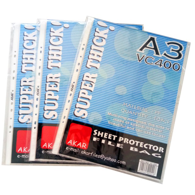 AKAR A3 Super Thick Sheet Protector (10'S / pack) | Shopee Singapore