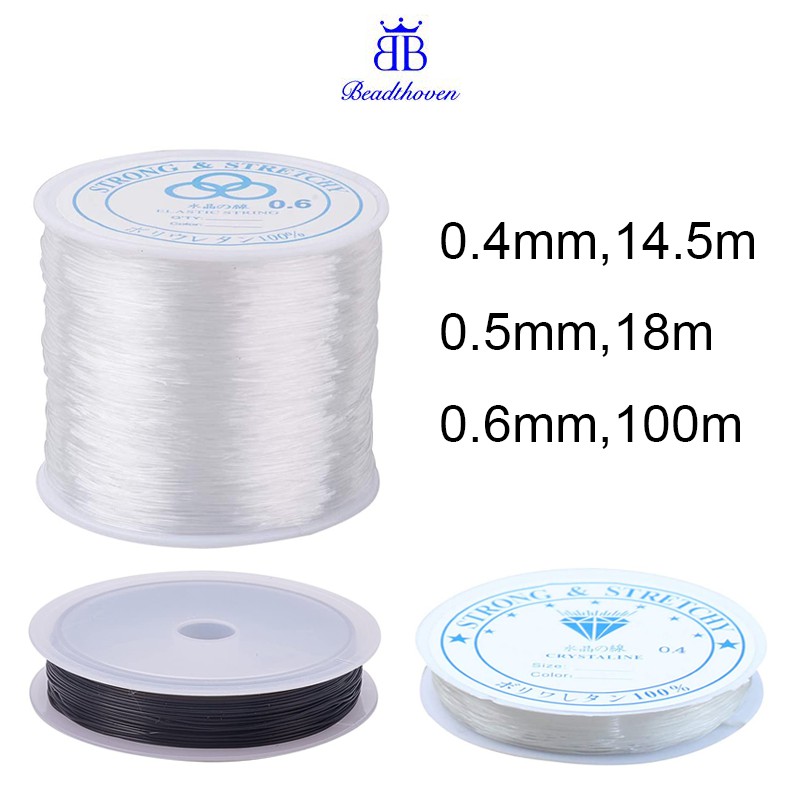 Ready Stock 14.5m~100m 0.4~0.6mm Elastic Crystal Thread Jewelry Beading ...
