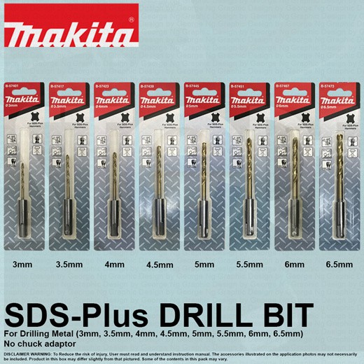 MAKITA SDS DRILL BIT For Drilling Metal (3mm-6.5mm) No chuck adaptor ...