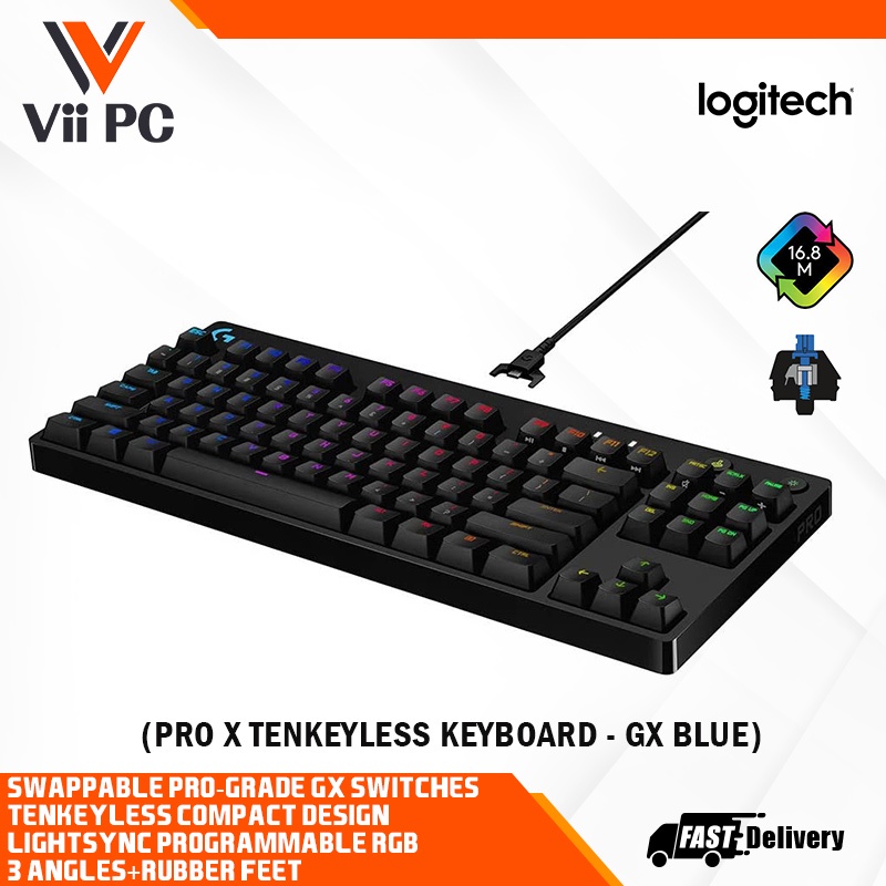 Logitech G PRO X Mechanical RGB TKL Gaming Keyboard with Swappable ...