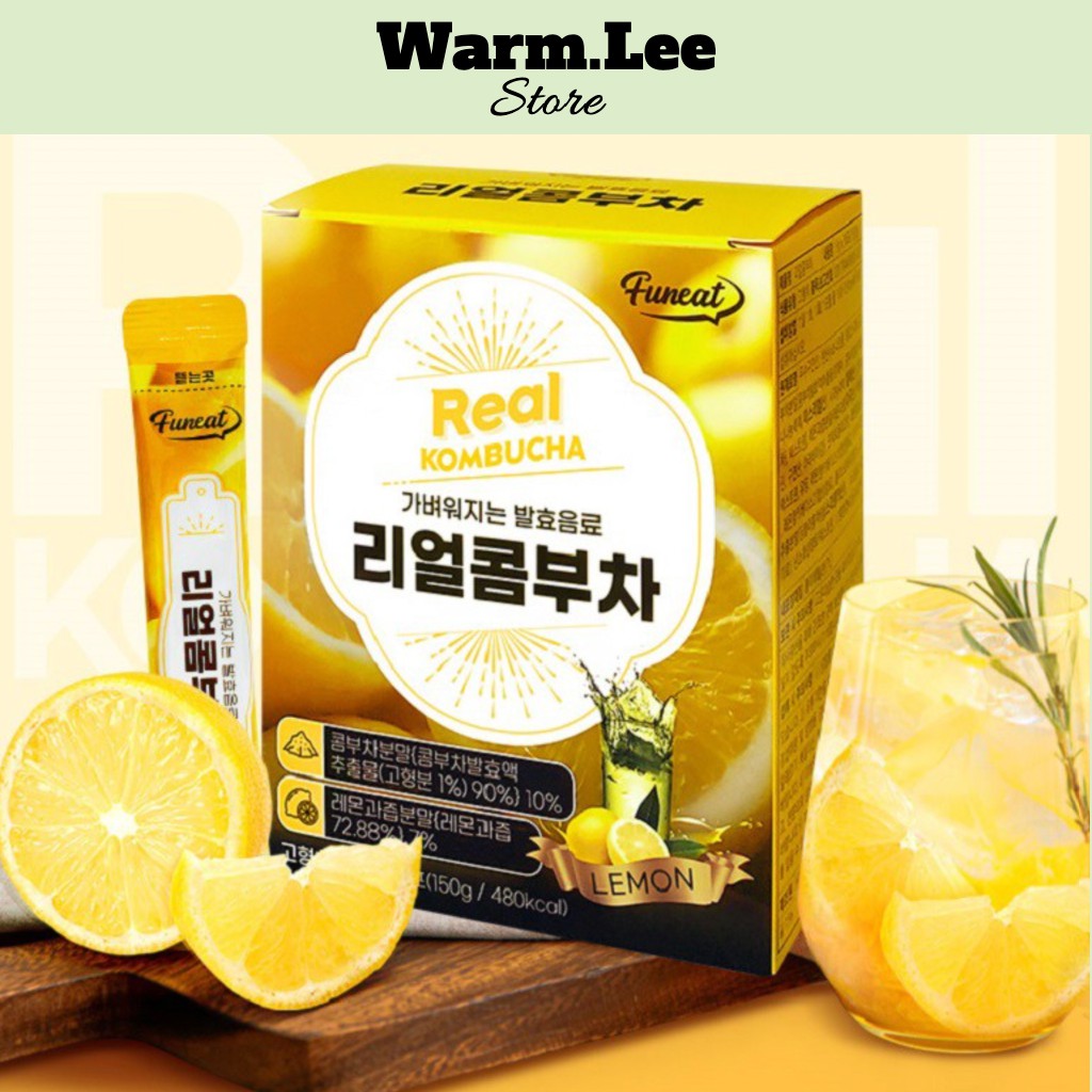 Real Kombucha Lemon Tea Lactobacillus Prebiotics 5g x 30 | BeeCost