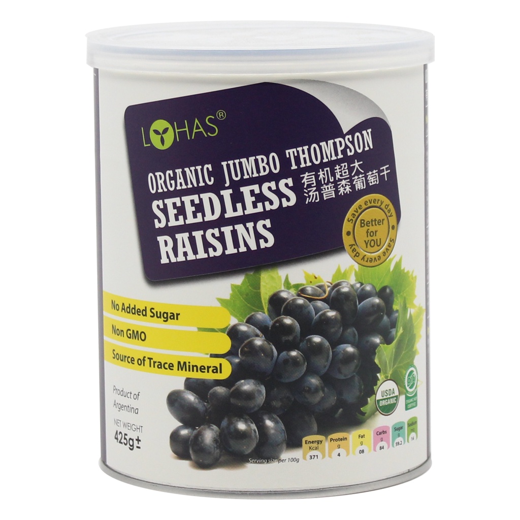 Lohas Organic Jumbo Thompson Seedless Raisins 425g | Shopee Singapore