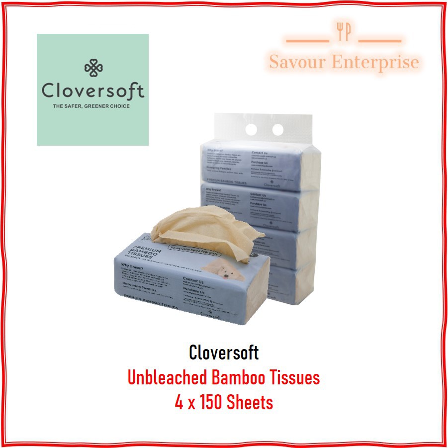 Cloversoft Unbleached Bamboo Facial Tissues 2ply 4 X 150 Sheets ...
