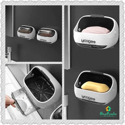 Space new transparent clamshell drain soap box bathroom creative soap ...