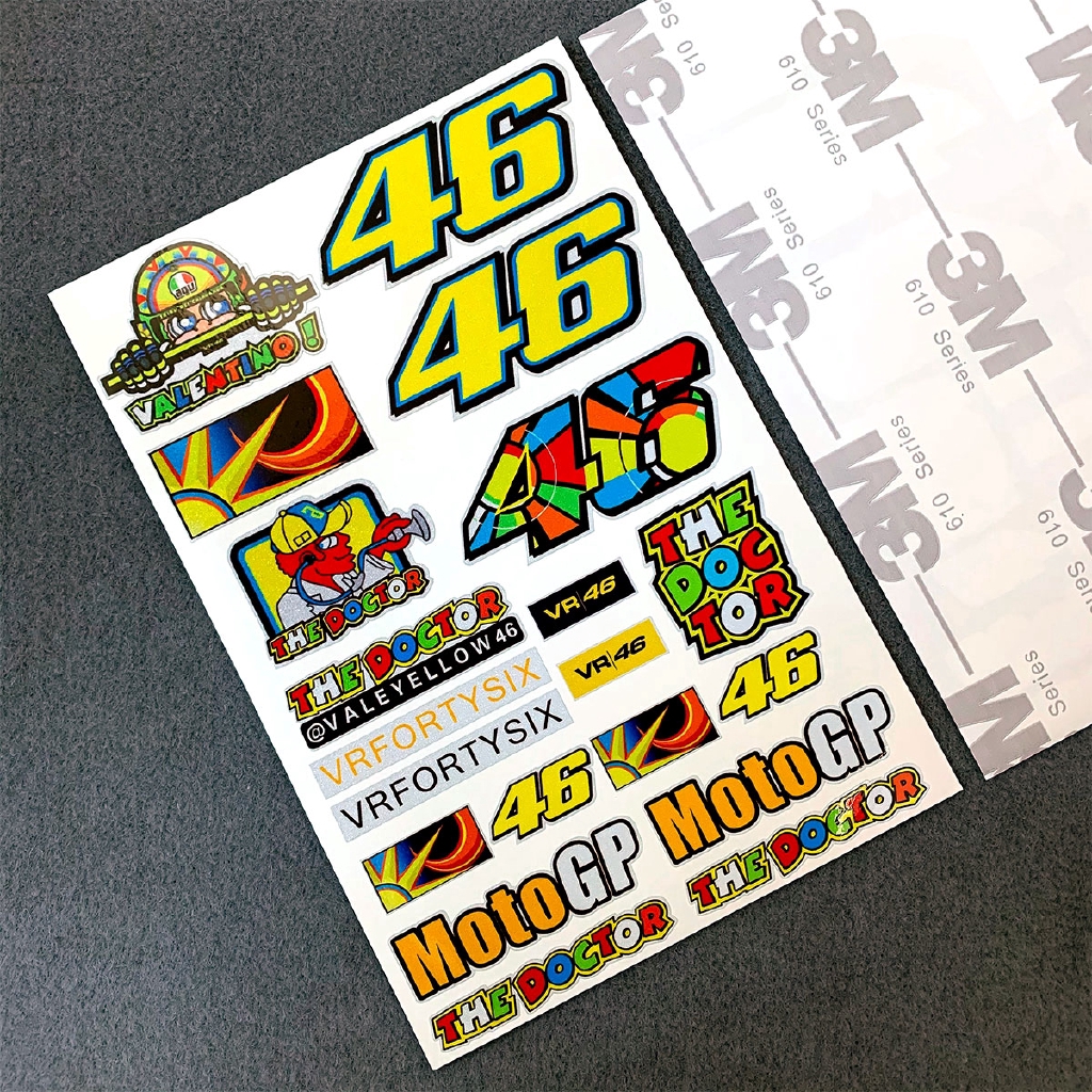 3M Logo Highly Reflective Motorcycle The Doctor VR46 Rossi Sticker ...