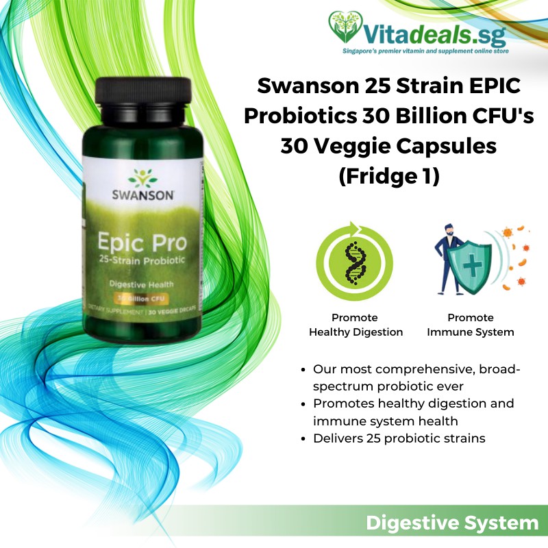 Swanson 25 Strain EPIC Probiotics 30 Billion CFU's (Fridge1), 30 Veggie ...