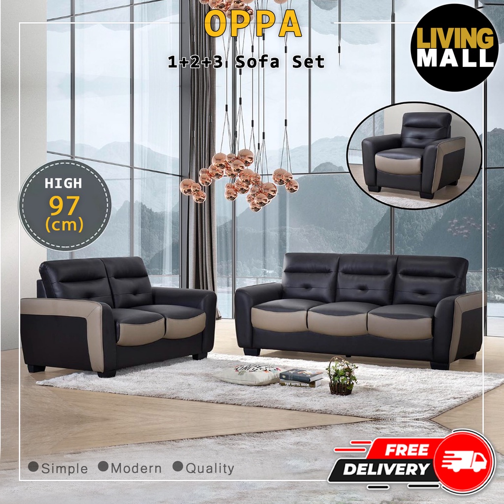 Living Mall Oppa 1/2/3 Sofa Set In Top Grade PU Leather Upholstery ...