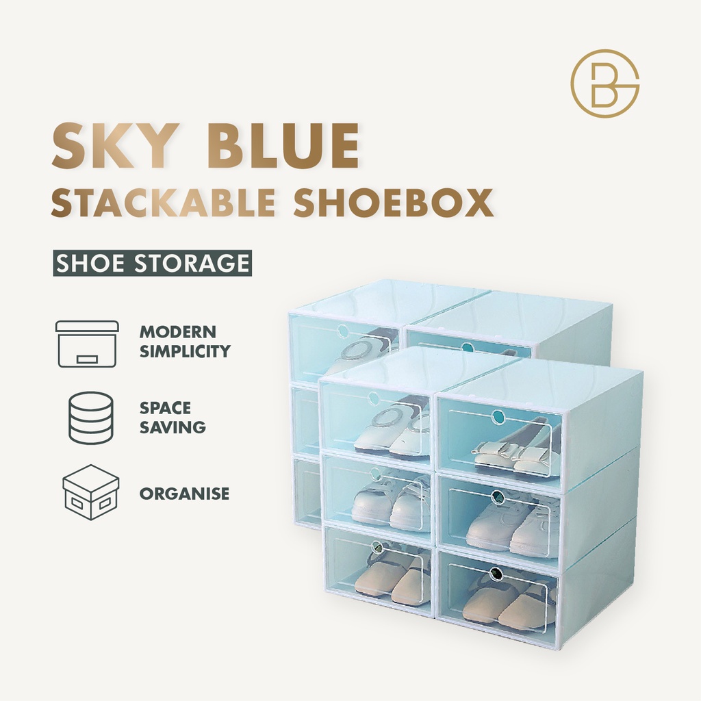 Sky Blue Stackable Shoebox Home Organizers |Storage Box - Multiple ...