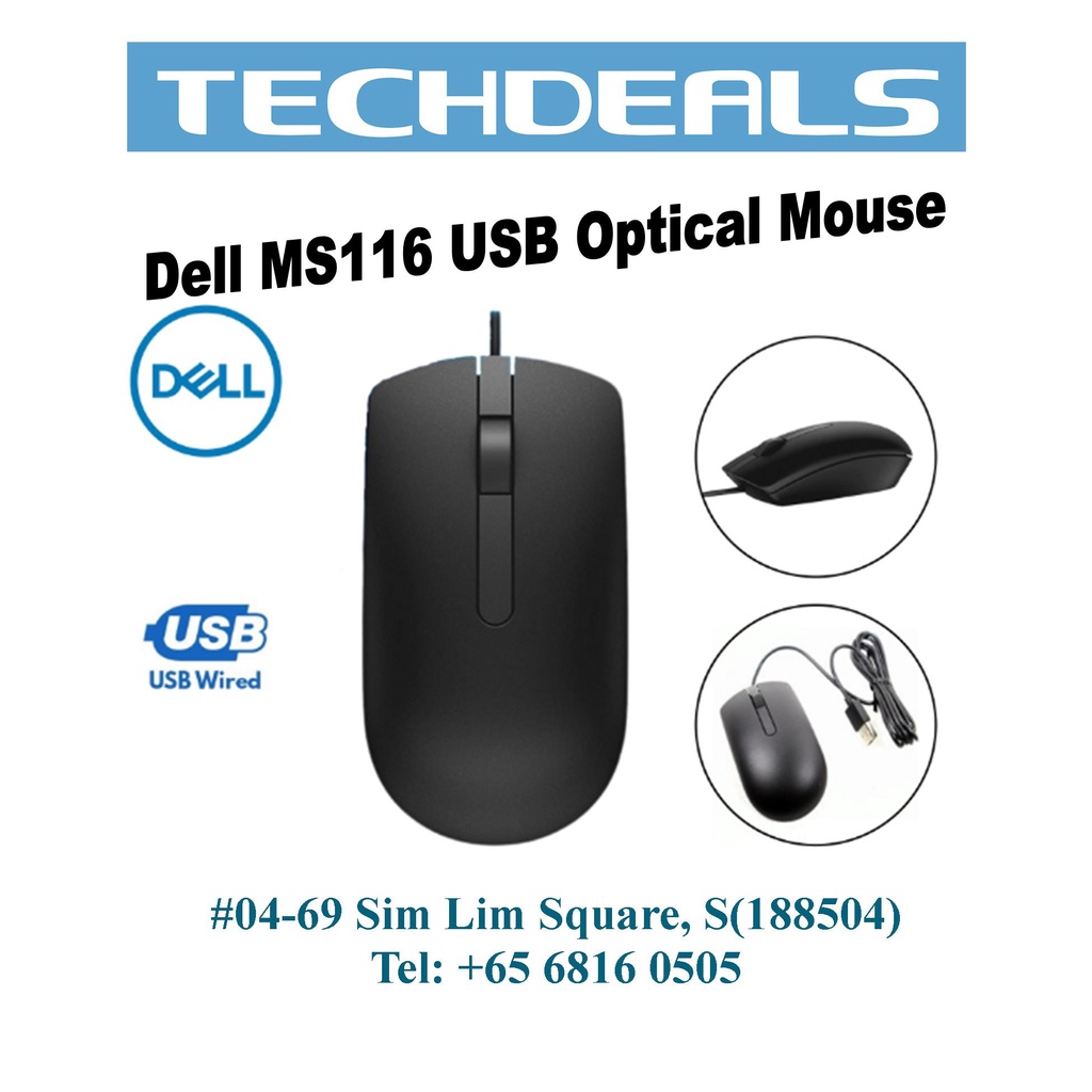 Dell MS116 USB Optical Mouse black | Shopee Singapore