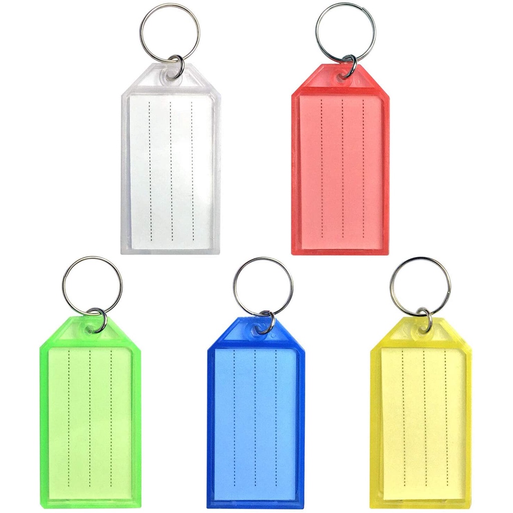 Chain Key Tags with Label Window, Key Rings, Key Labels, 5 Assorted ...